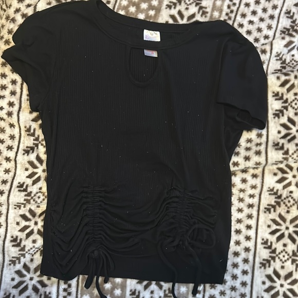 Tops | Black Polyester Scrunched Top | Poshmark